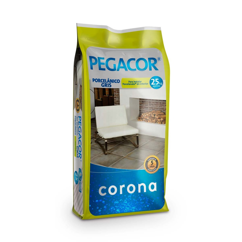 PEGACOR PORCELANICO GRIS X 25 KG CORONA | COMFER S.A.S